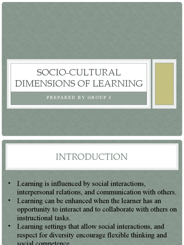 Socio-Cultural Dimensions of Learning | PDF | Communication ...
