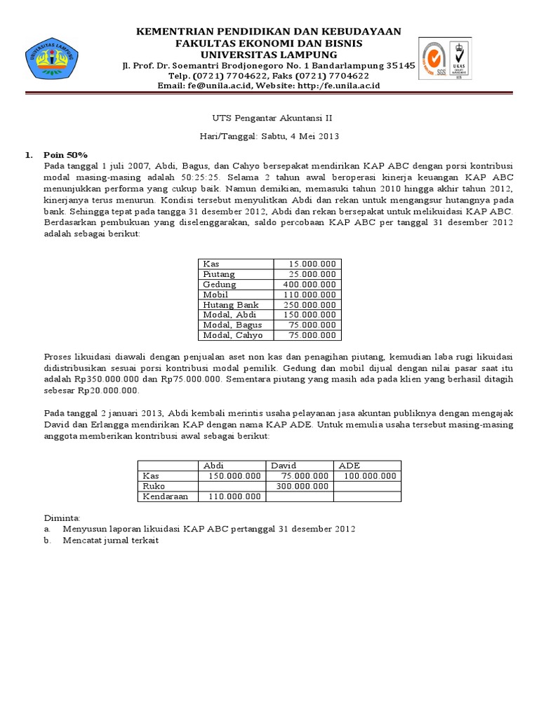 UTS Pengantar Akuntansi II | PDF