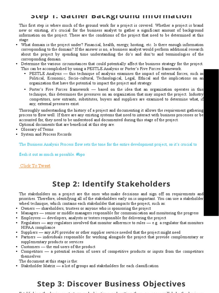 Business Analysis Process Flow: Step 1: Gather Background Information ...