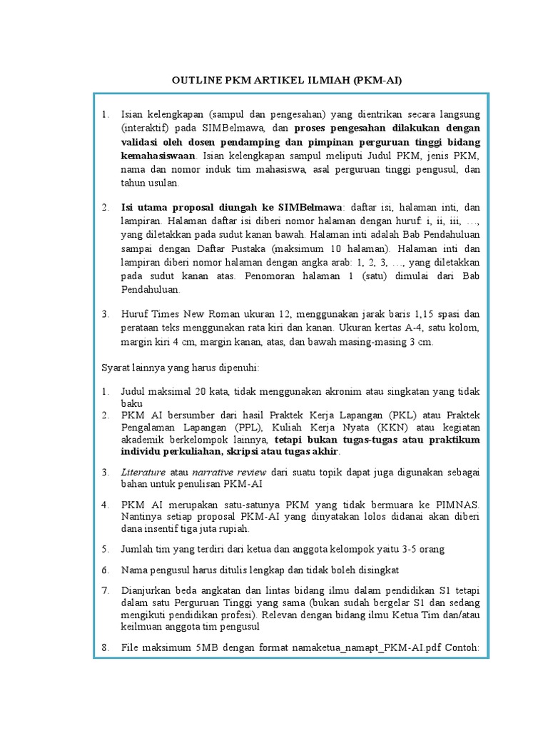 (Revisi) 2021-Outline Lengkap PKM-AI | PDF