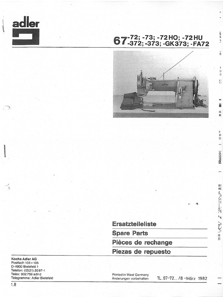 Adler 67-GK373 Parts List | PDF