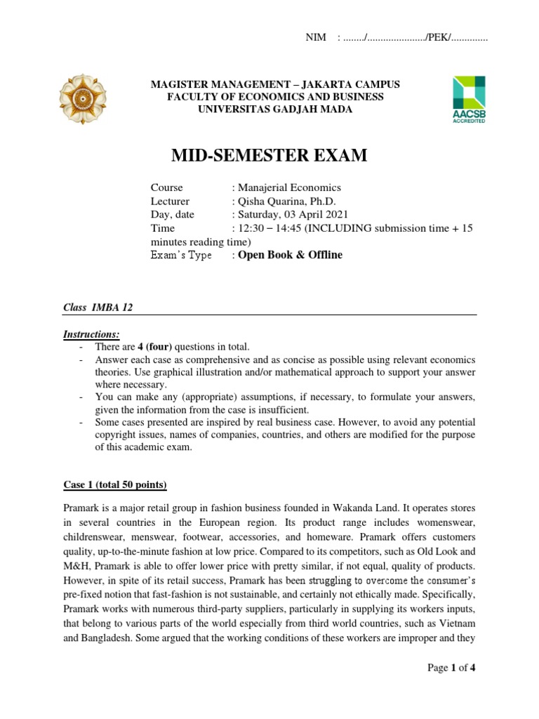 Mid-Semester Exam: Magister Management - Jakarta Campus Faculty of ...