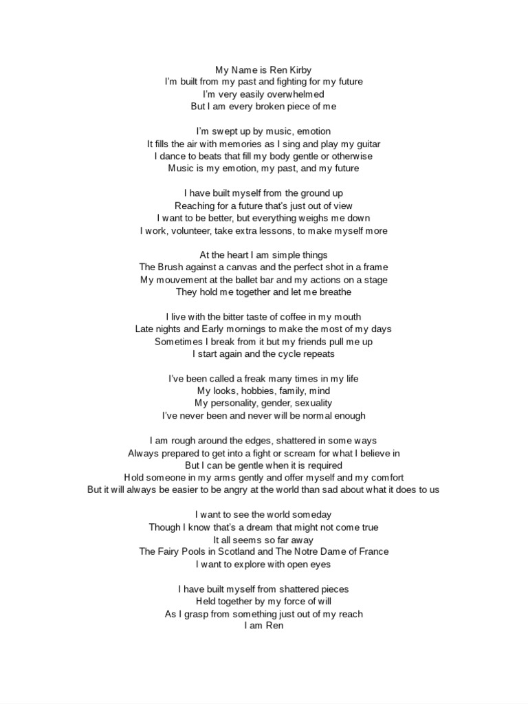 Ren Kirby - Inventory Poem | PDF