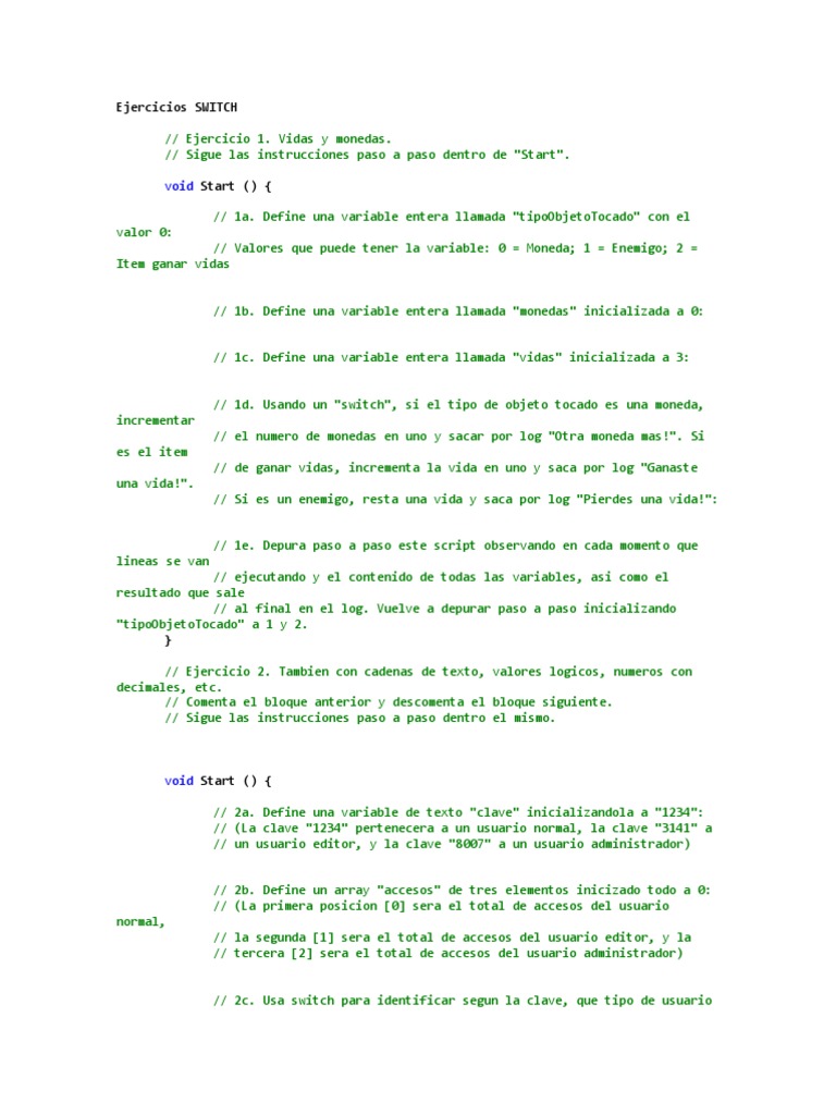 Ejercicios SWITCH | PDF | Estructura de datos de matriz | Programación de computadoras