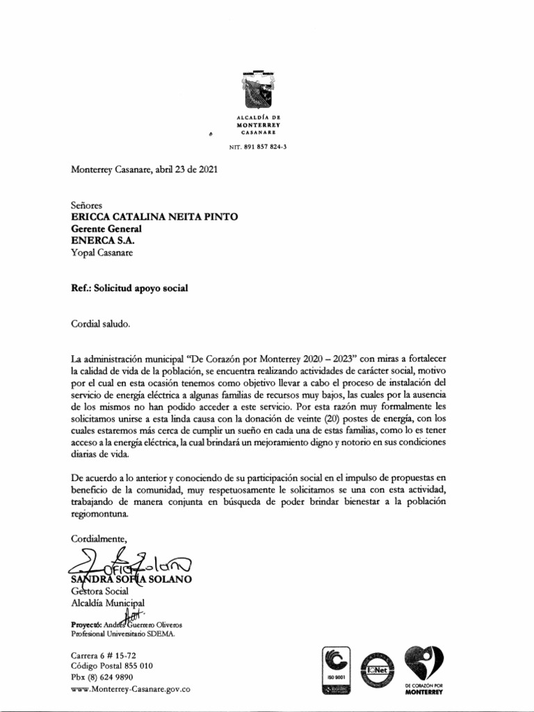 Oficio Solicitud de Apoyo | PDF