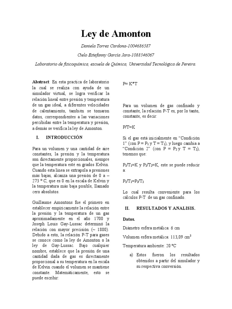 Ley de Amonton | PDF | Gases | Fases de la materia