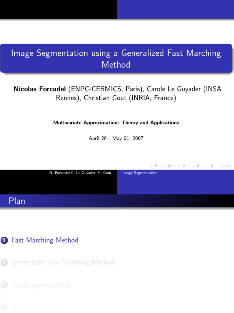 Image Segmentation Using A Generalized Fast Marching Method Pdf Image Segmentation