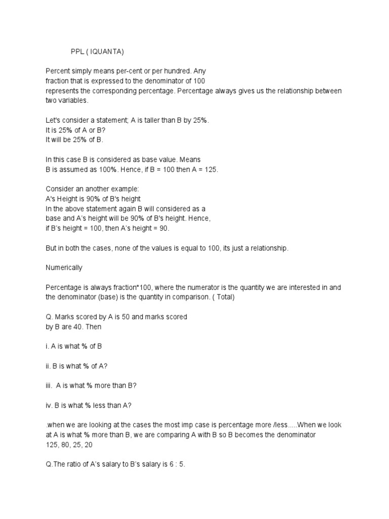 PPL | PDF | Percentage | Arithmetic