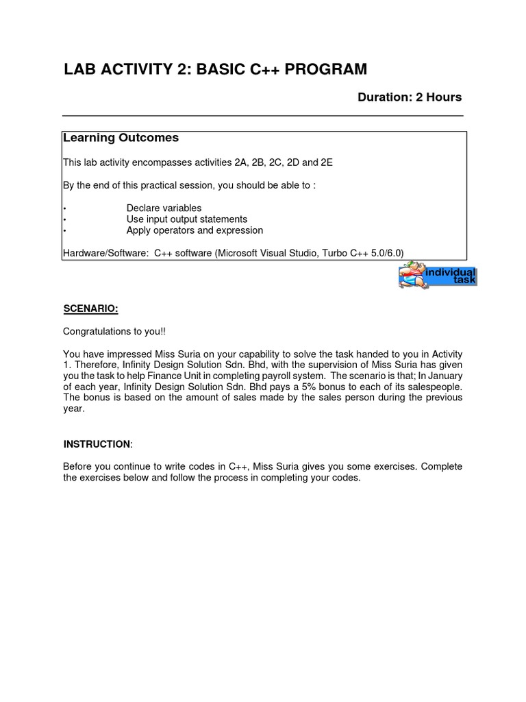 Payroll System in C++: Declaring Variables, Input/Output Statements ...