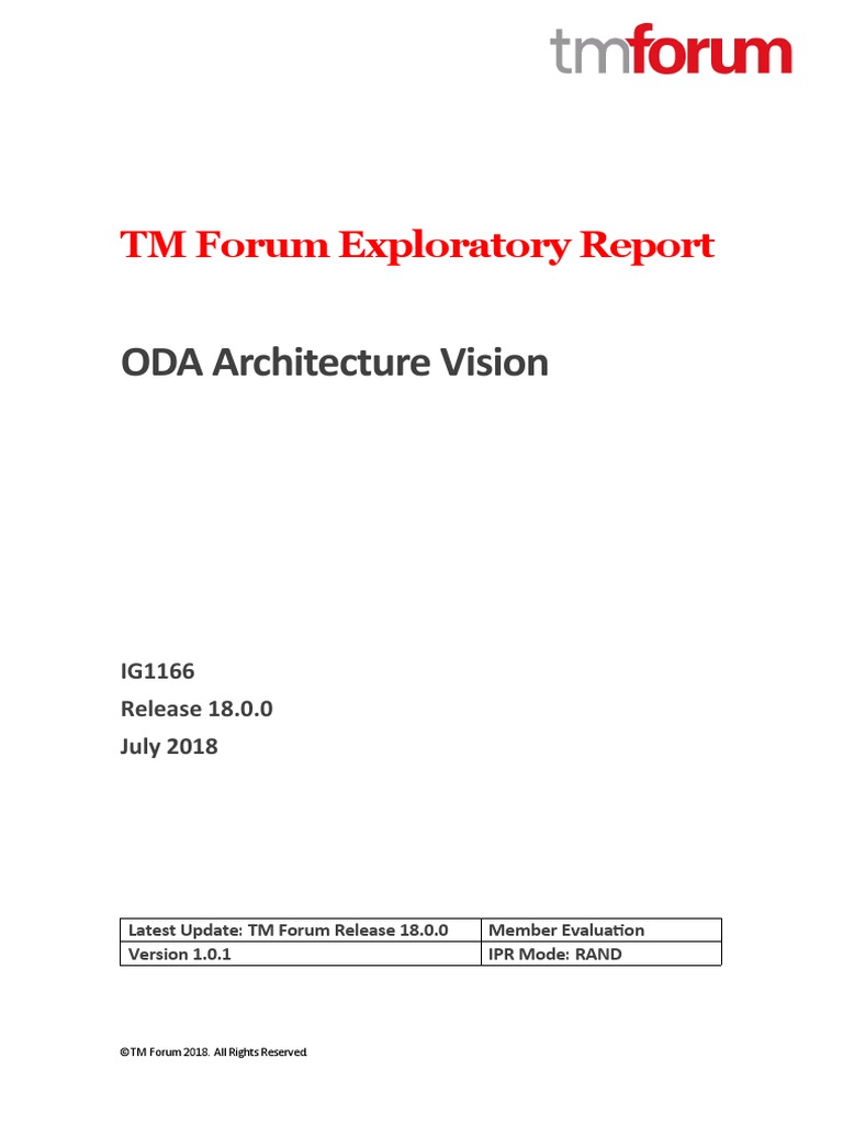 ODA Architecture Vision: TM Forum Exploratory Report | PDF | Product Lifecycle | Computing