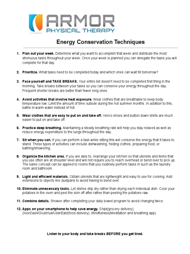 Energy Conservation Techniques | PDF | Exhalation | Breathing
