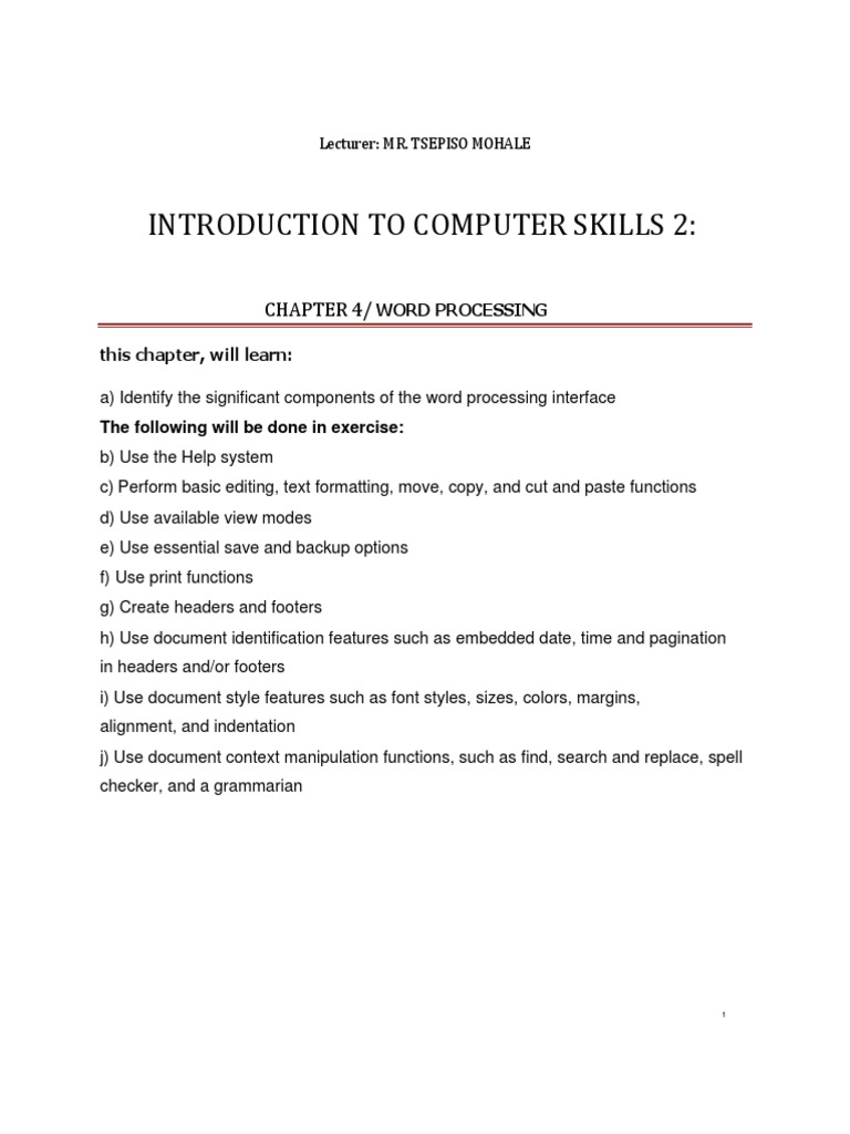 Chapter 4 Word Processor | PDF | Word Processor | Computer Science