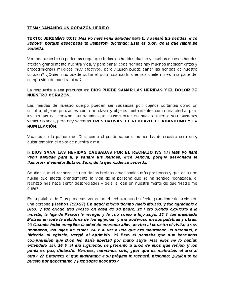 Sanando Un Corazon Herido | PDF | Moisés | Biblia