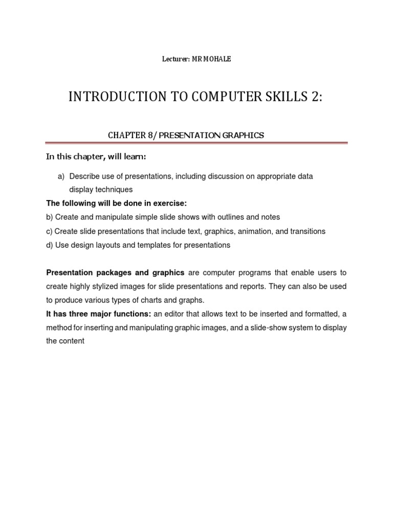 Introduction To Computer Skills 2:: Chapter 8 | PDF | Graphics | Page ...