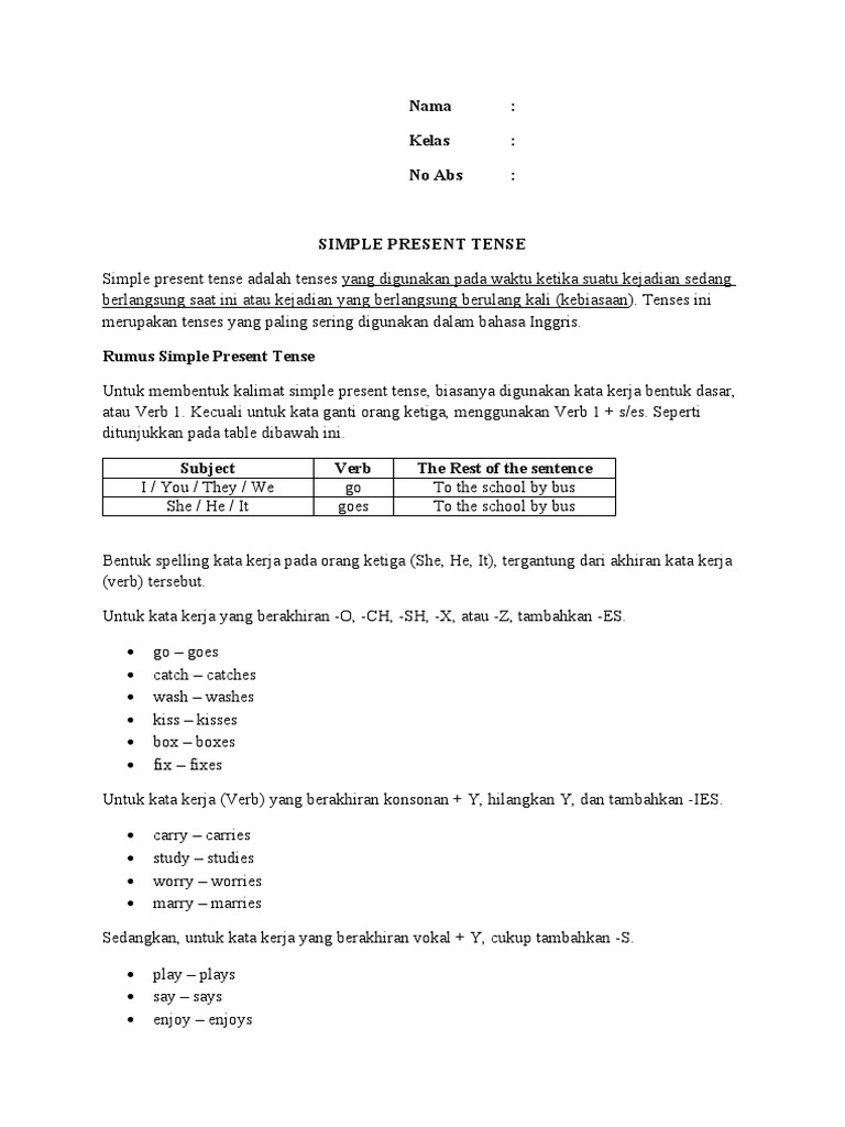 Simple Present Tense | PDF