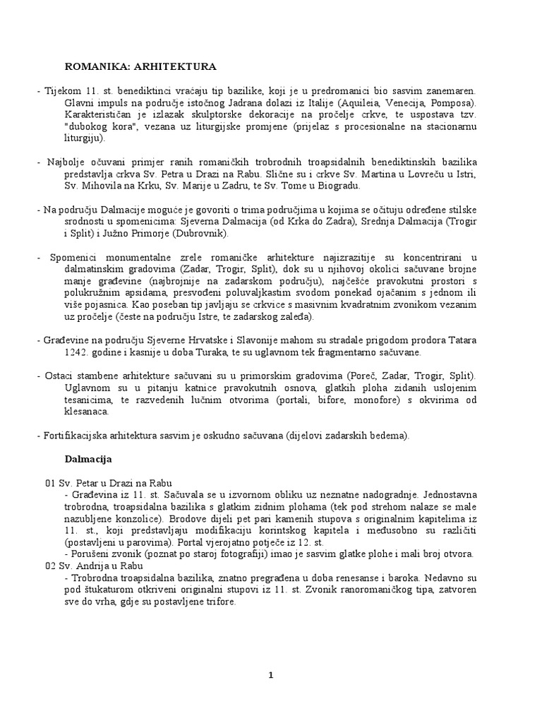 Umjetnost Romanike I Gotike U Hrvatskoj | PDF