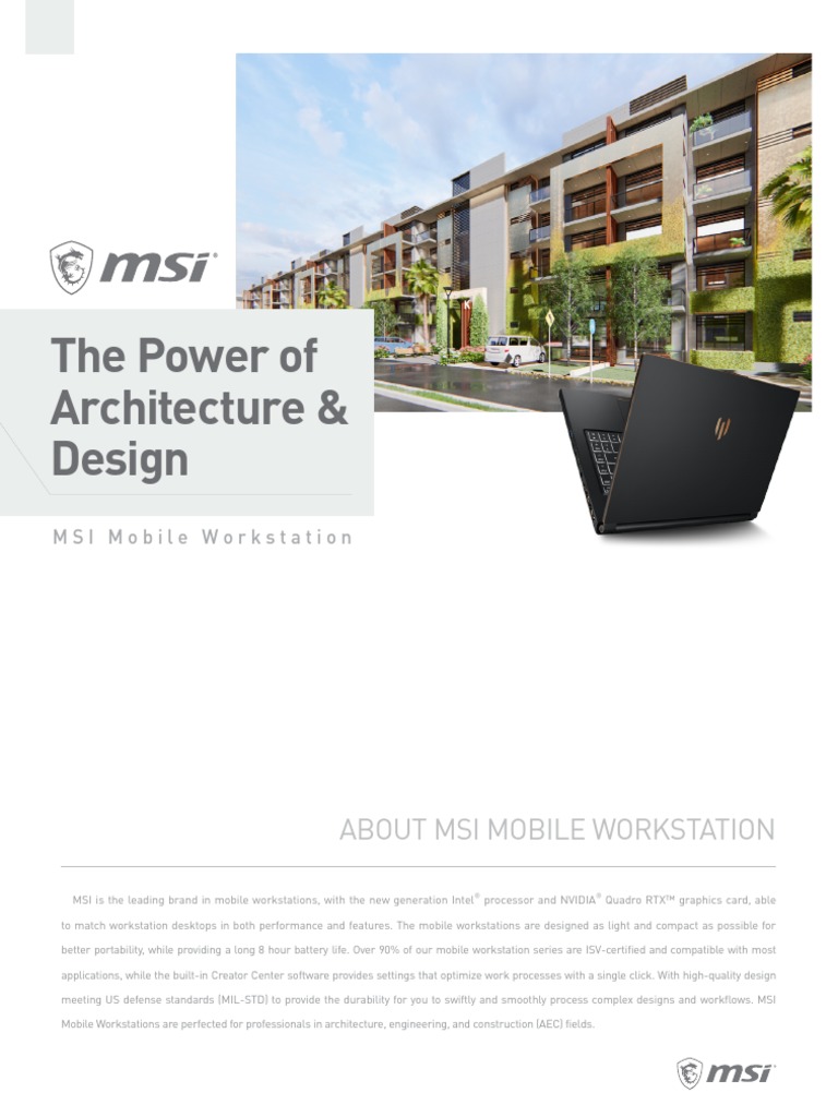 The Power of Architecture & Design: MSI Mobile Workstation | PDF | 3 D Computer Graphics ...