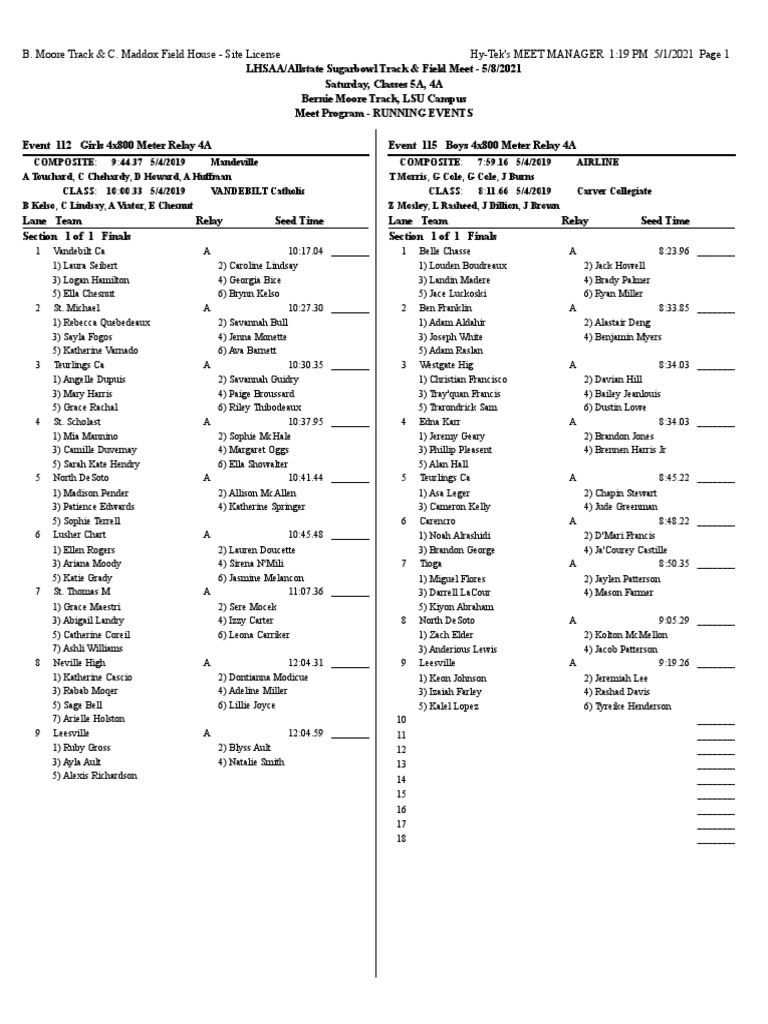 4a Running Event Heat Sheets | PDF | Individual Sports | Sport Variants