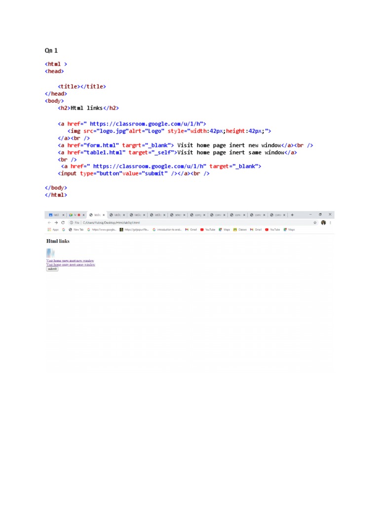 HTML Head Title Title Head Body h2 h2 A Img A BR A A BR A A BR A Input ...