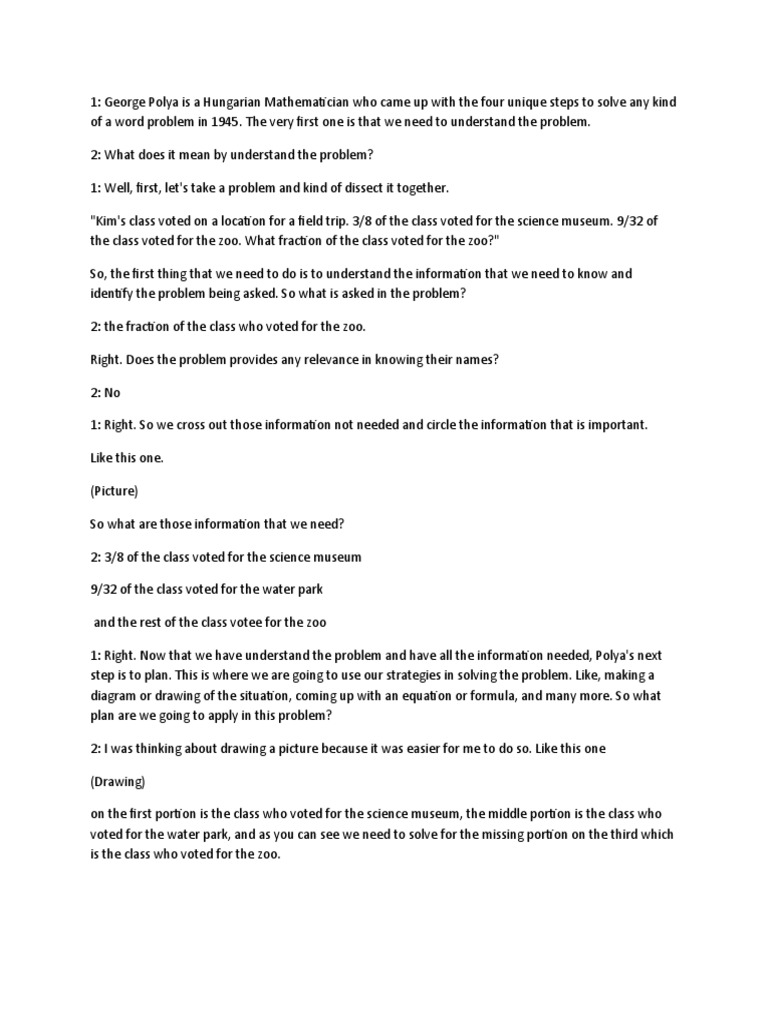 Polya's Four Step Problem Solving Method: Understanding, Planning ...