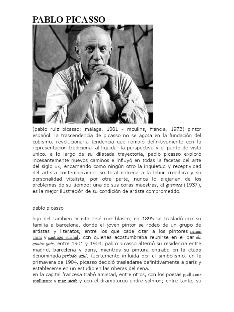 Pablo Picasso | PDF | Pablo Picasso | Vincent Van Gogh