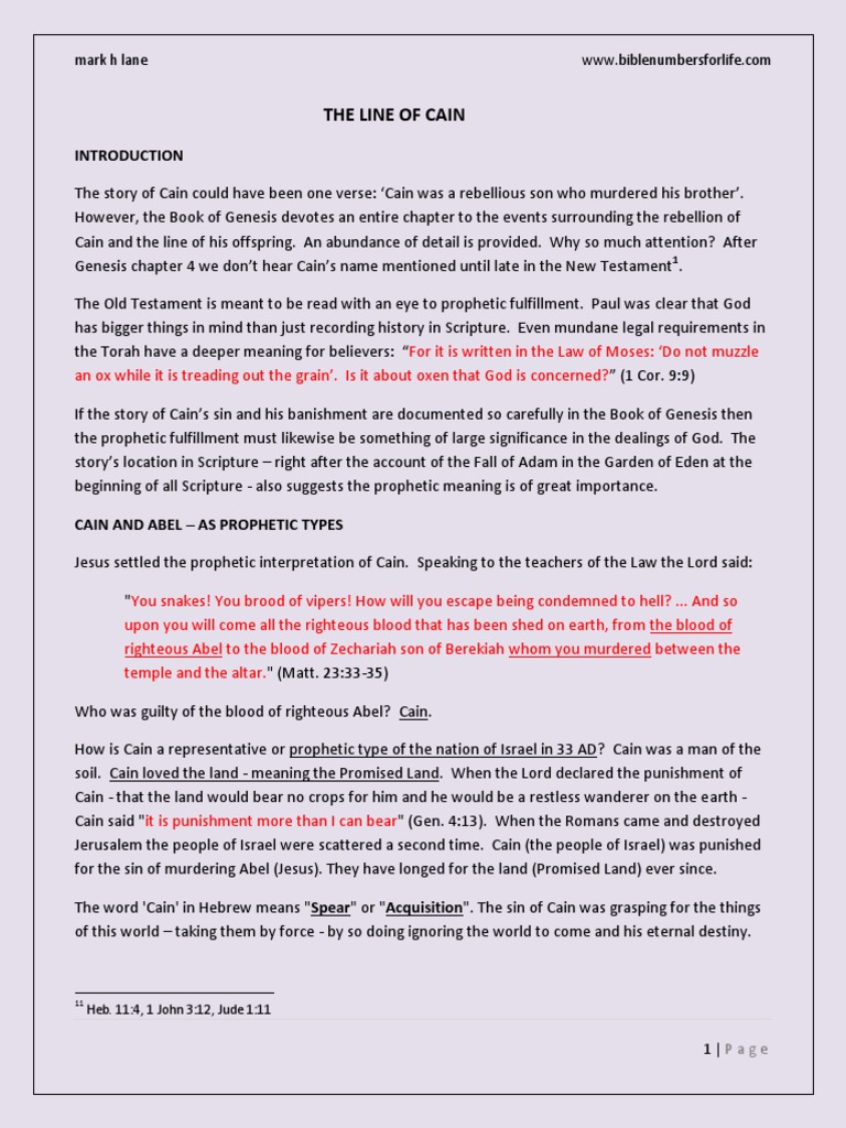 The Line of Cain | PDF | Cain And Abel | Christianity