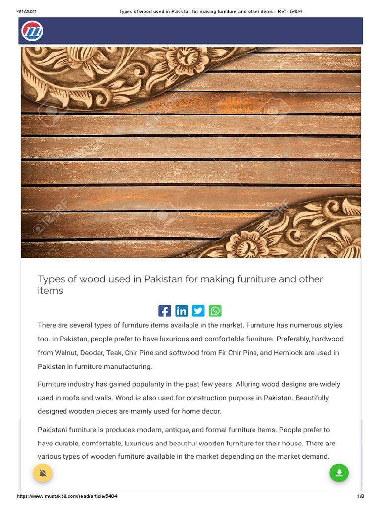 Types of Wood for Furniture in Pakistan | PDF | Wood | Pine
