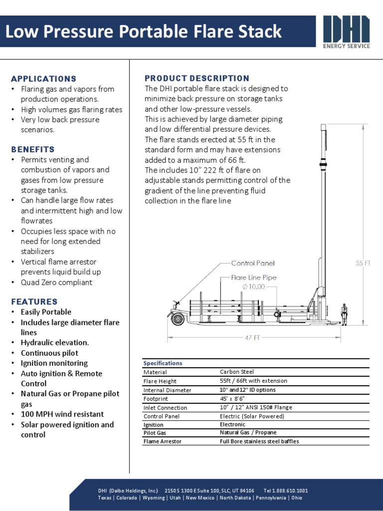 Low Pressure Portable Flare Stack: Product Description Applications ...
