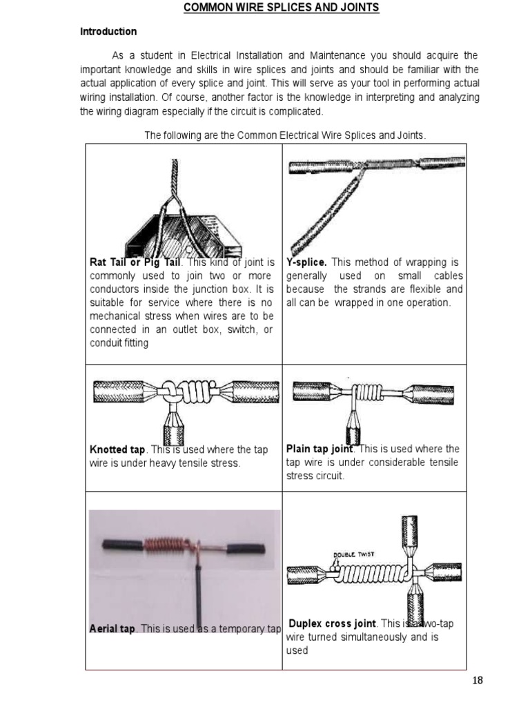 Rat Tail and Pigtail Wire Joints Explained | PDF | Electrical Wiring | Wire