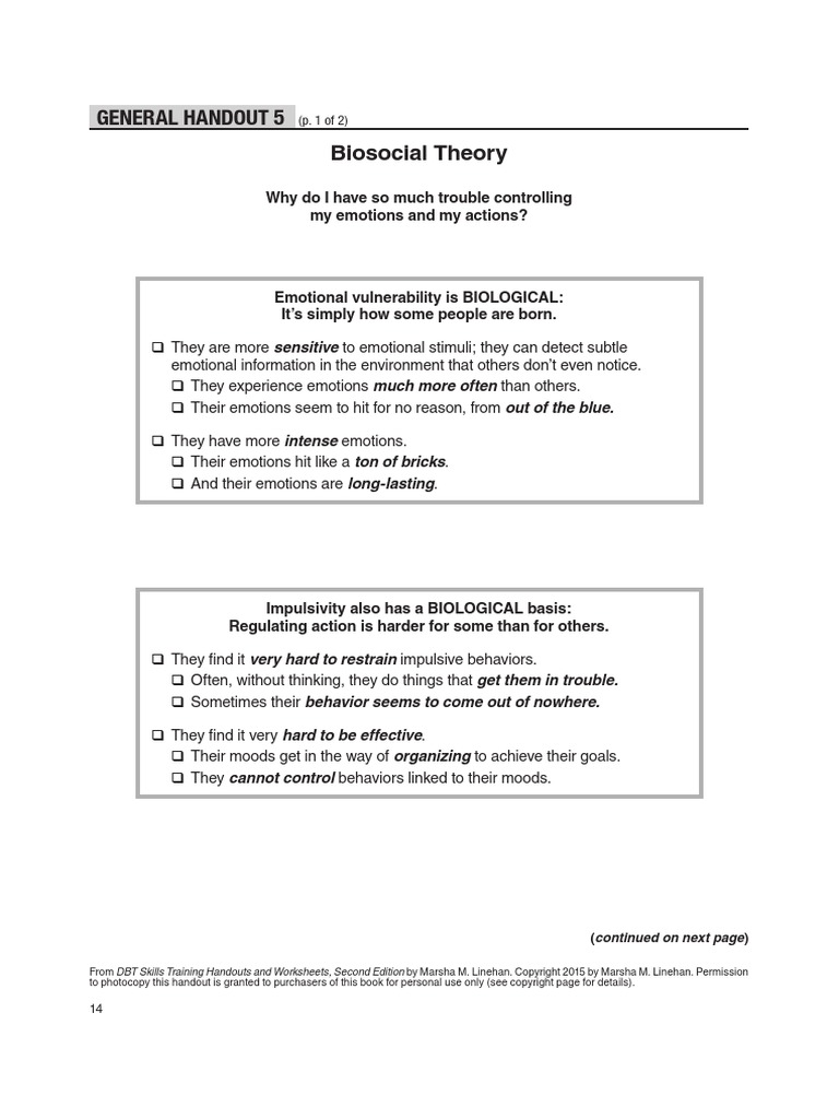 Biosocial Theory | Download Free PDF | Dialectical Behavior Therapy ...