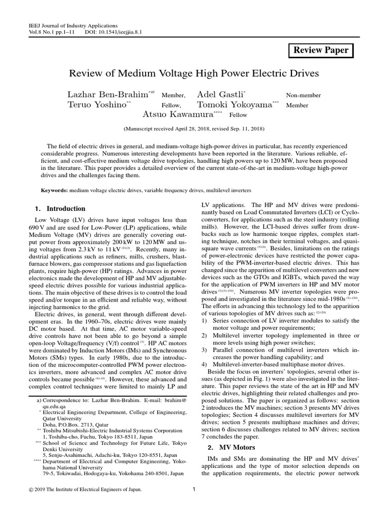 Review of Medium Voltage High Power Electric Drives-NOTA TECNICA ...