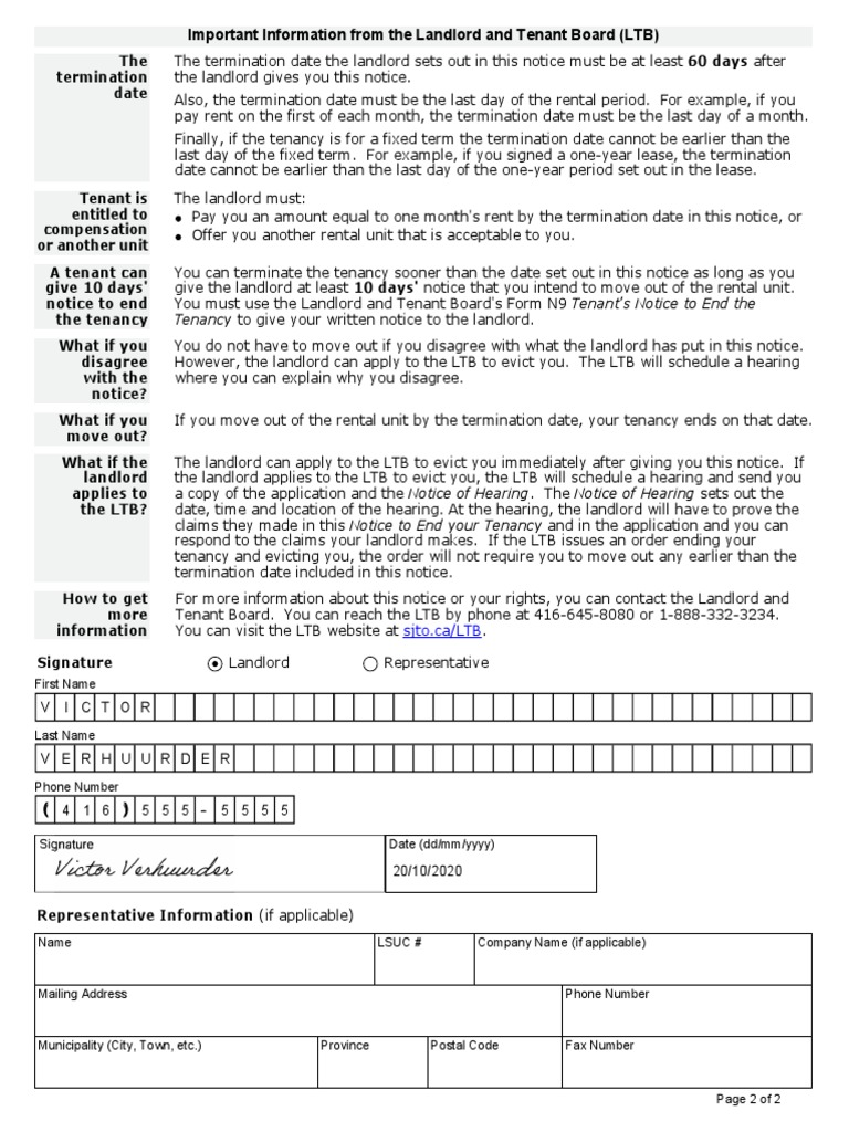 Important Information From The Landlord and Tenant Board (LTB) | PDF ...