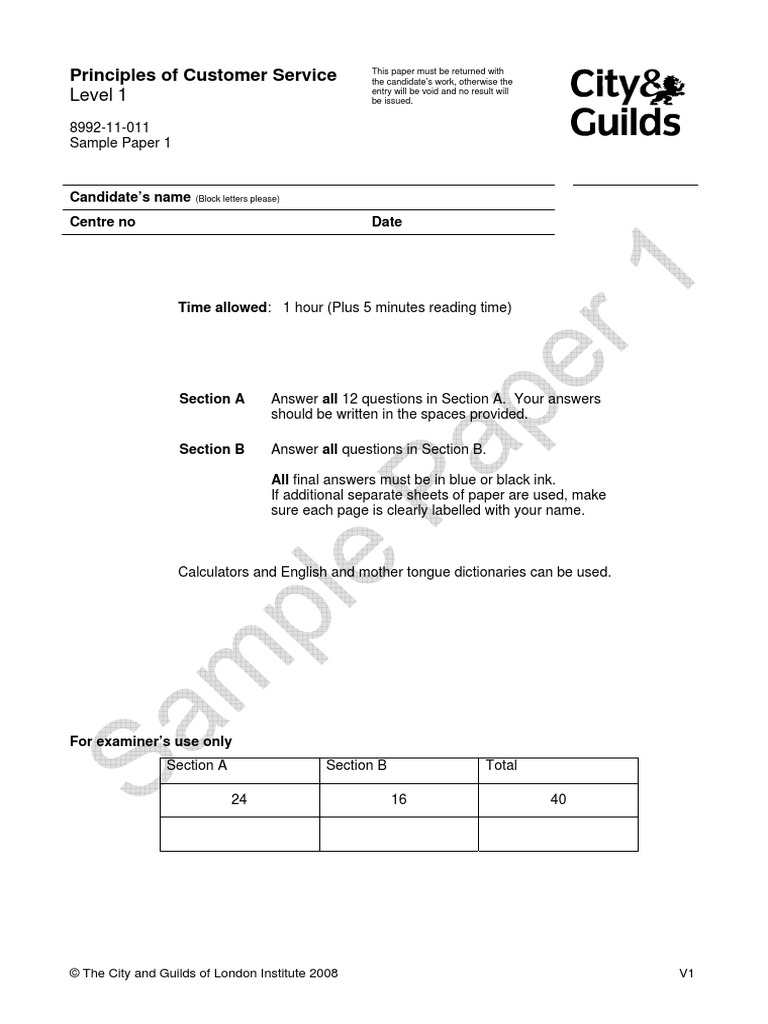 8992 Level 1 Sample Papers | PDF | Communication | Computing