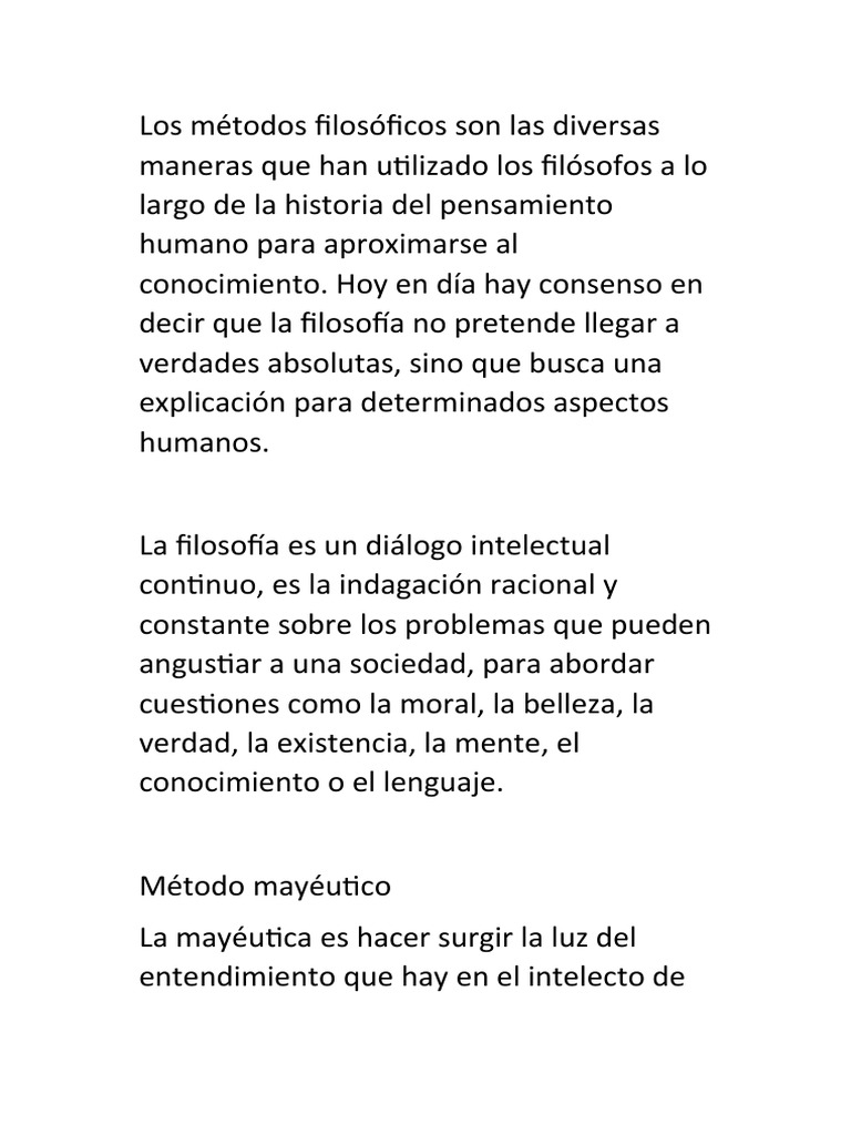 Los Métodos Filosóficos Son Las Diversas Maneras Que Han Utilizado Los ...