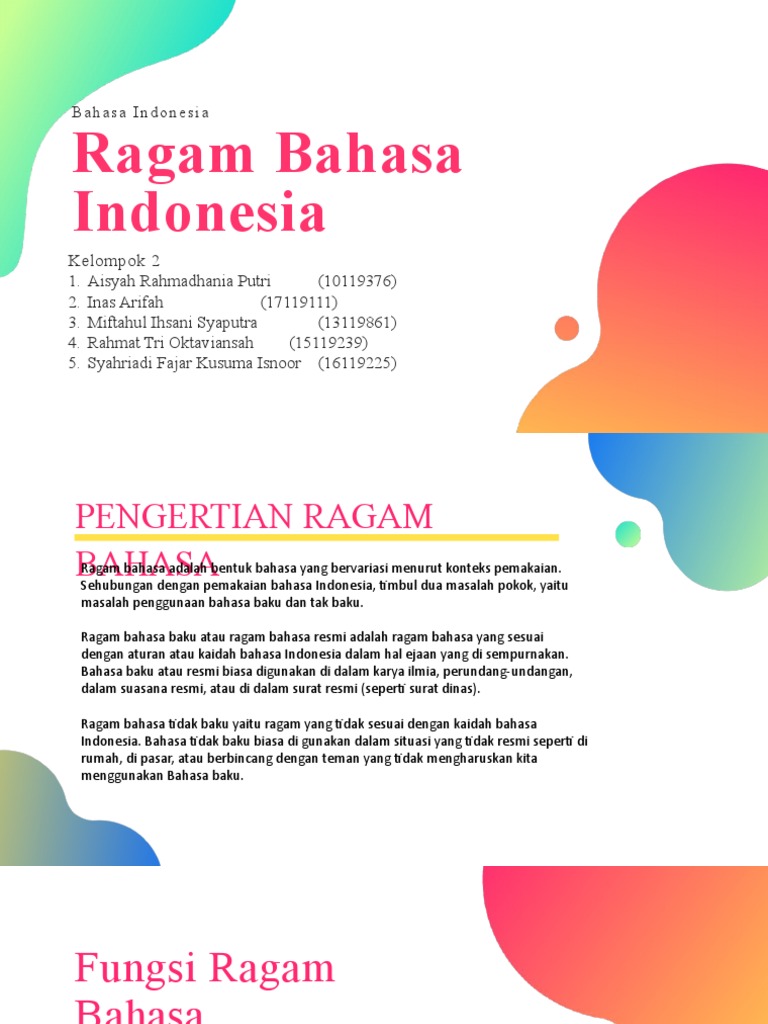 Ragam Bahasa Indonesia | PDF | Seni & Disiplin Bahasa | Kajian Bahasa Asing