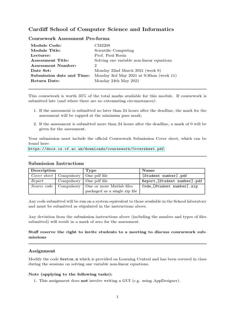 Cardiff School of Computer Science and Informatics: Coursework ...