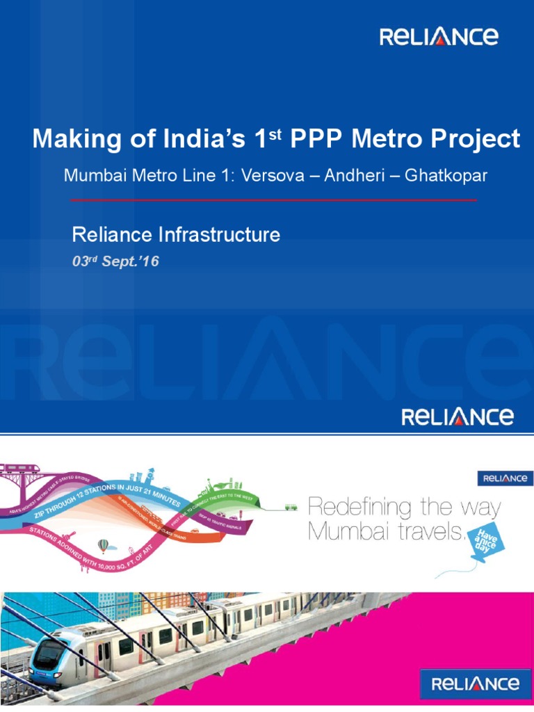 Making of India's 1 PPP Metro Project: Reliance Infrastructure | PDF ...