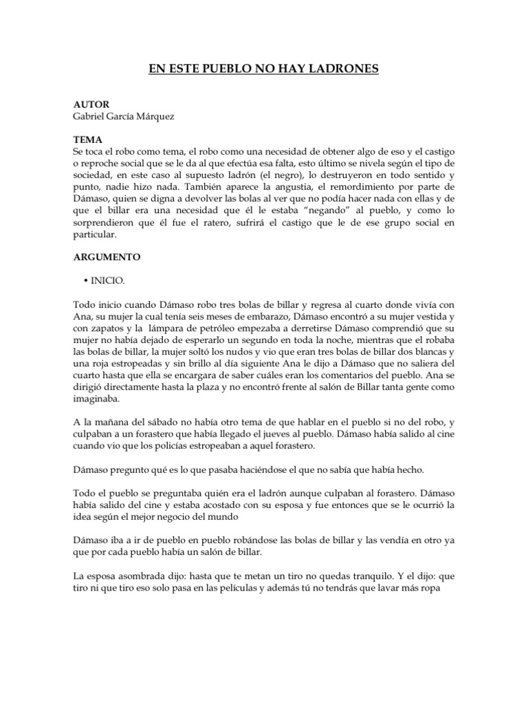 En Este Pueblo No Hay Ladrones | PDF | Gabriel García Márquez