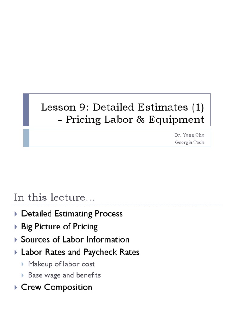 9 Detailed+Estimate+1 +labor | PDF | Payroll | Labor