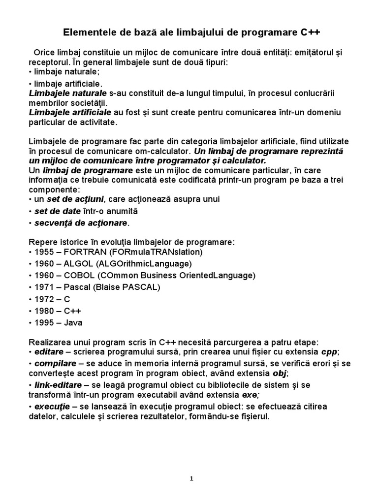 0 Limbajul C++ | PDF