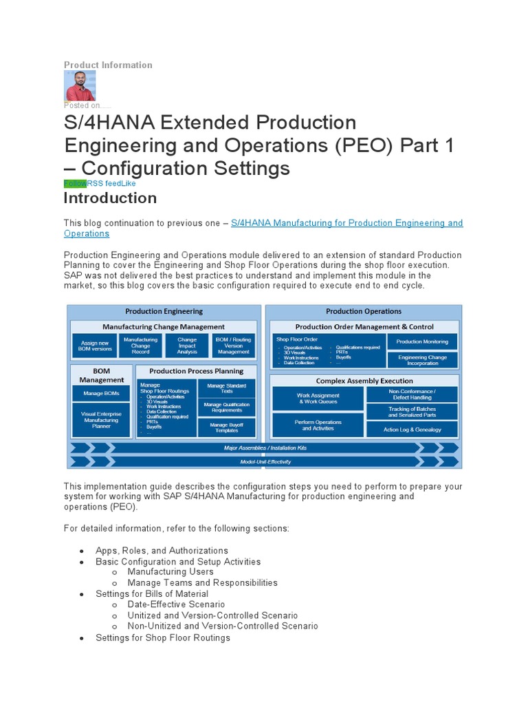 S4HANA Extended Production Engineering and Operations (PEO) Part 1 ...