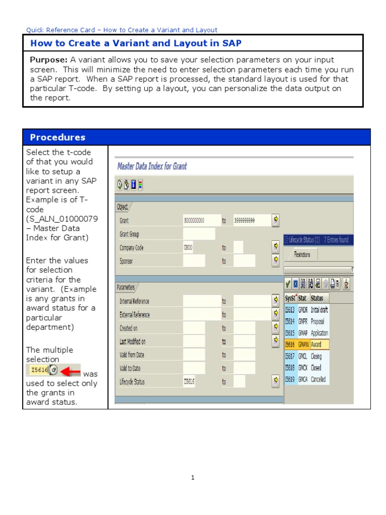 Create Variant Layout SAP Reports | PDF | Parameter (Computer ... Create Variant Layout SAP Reports | PDF | Parameter (Computer ...
