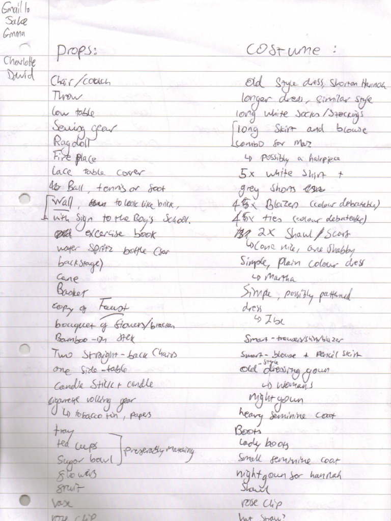 Spring Awakening Props+Costume | PDF