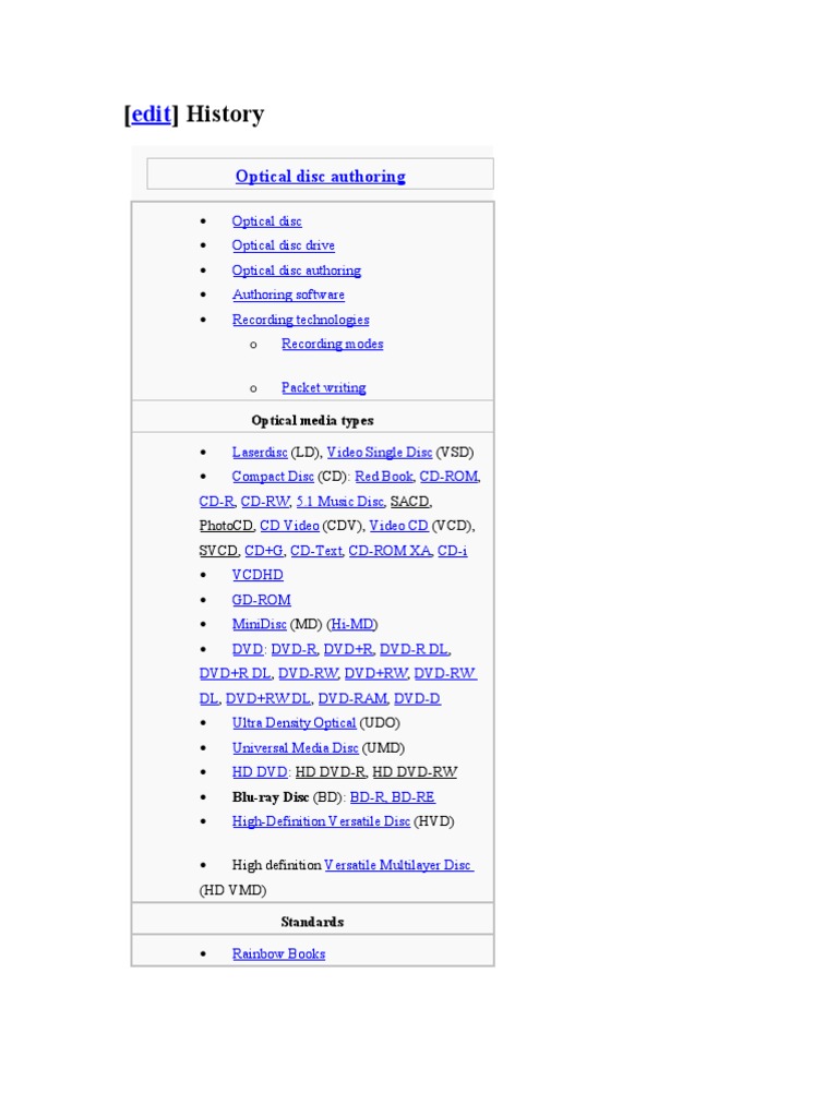 History: Optical Disc Authoring | PDF | Blu Ray | Dvd