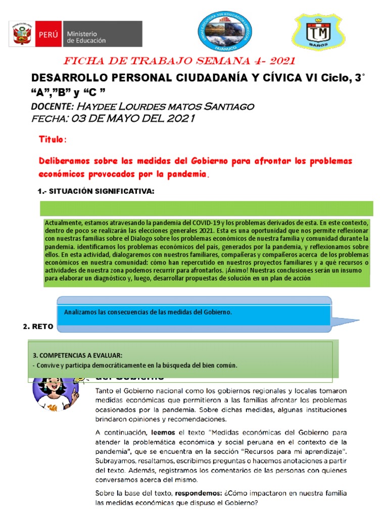 DPCC 3 Ficha de Trabajo Semana 5 | PDF