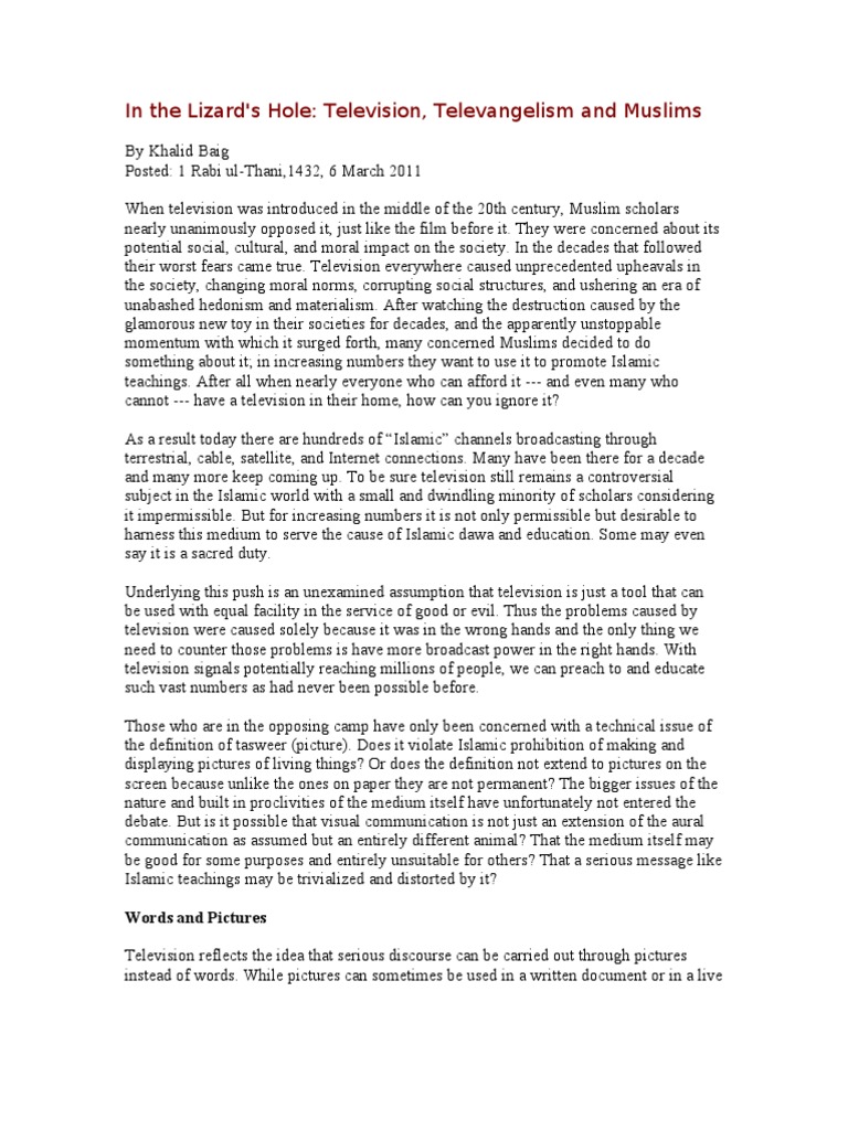 Impact of Television on Islamic Discourse | PDF | Televangelism | Qur'an