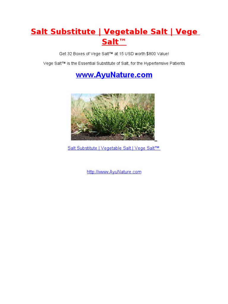 Salt Substitute - Vege Salt - Vegetable Salt - AyuNature | PDF ...