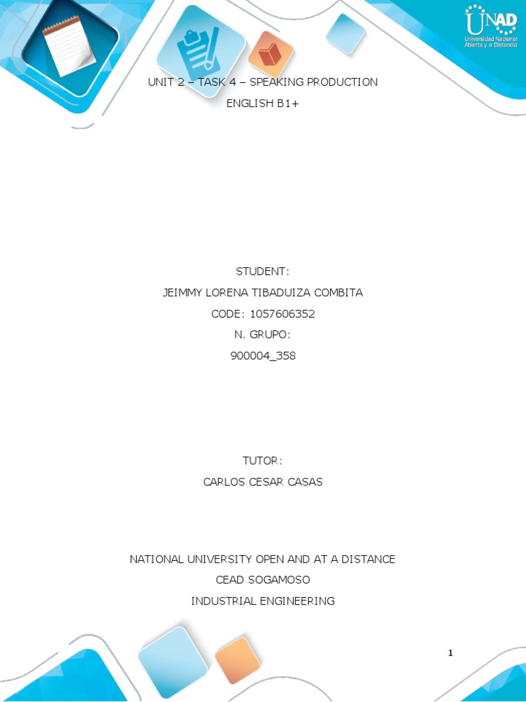 Unit 2 - Task 4 - Speaking Production English B1+ | PDF | Nonverbal Communication | Cognition