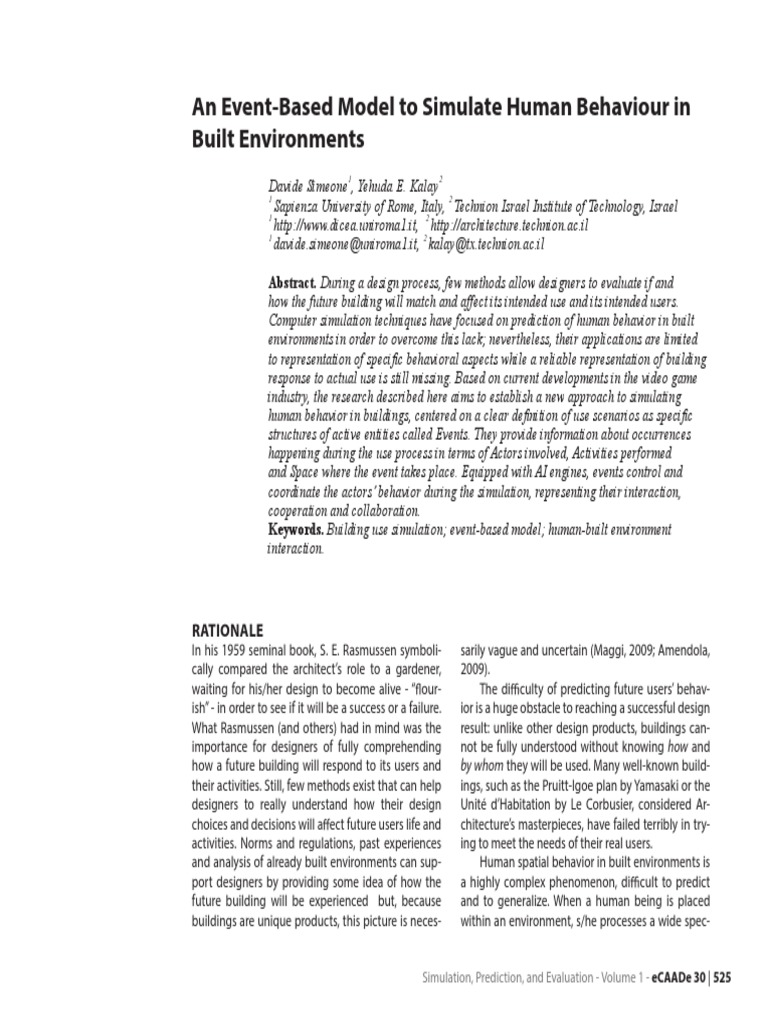 An Event-Based Model To Simulate Human Behaviour in Built Environments ...