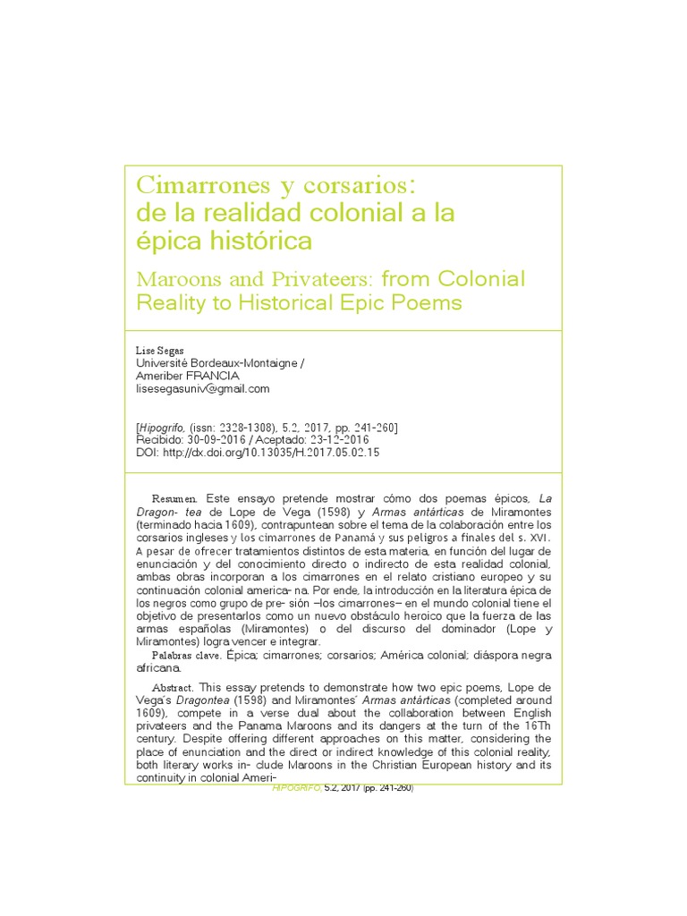 Cimarrones y Corsarios de La Realidad Colonial A L | PDF | Panamá ...